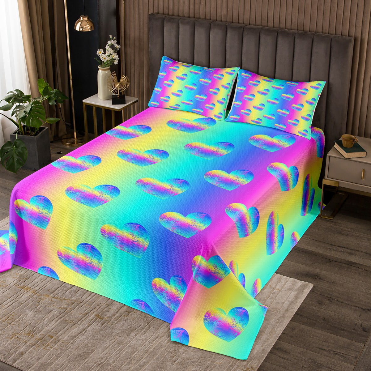YST Kids Rainbow Coverlet King Size Psychedelic Galaxy Bedding Set ...