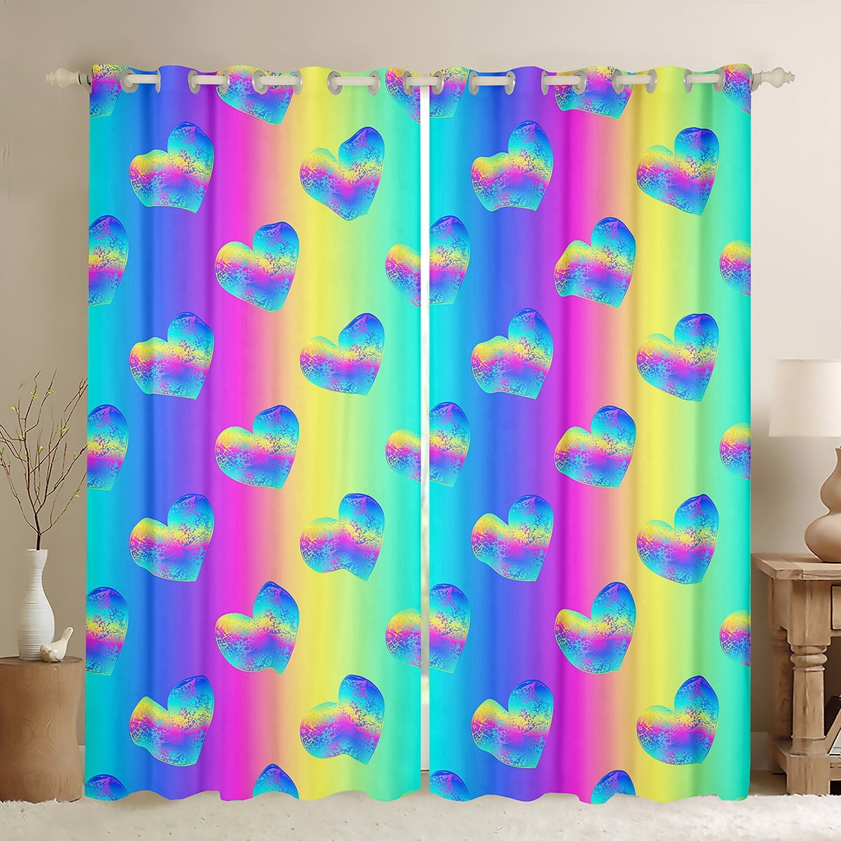 Rainbow Curtains & Drapes Psychedelic Galaxy Curtains, Neon Gradient ...