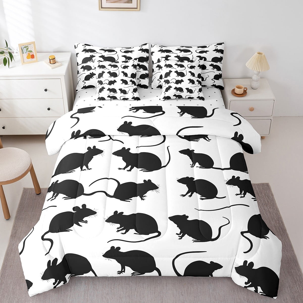 YST Kids Rat Bed In A Bag Black Mouse Rodents Comforter Set for Boys ...