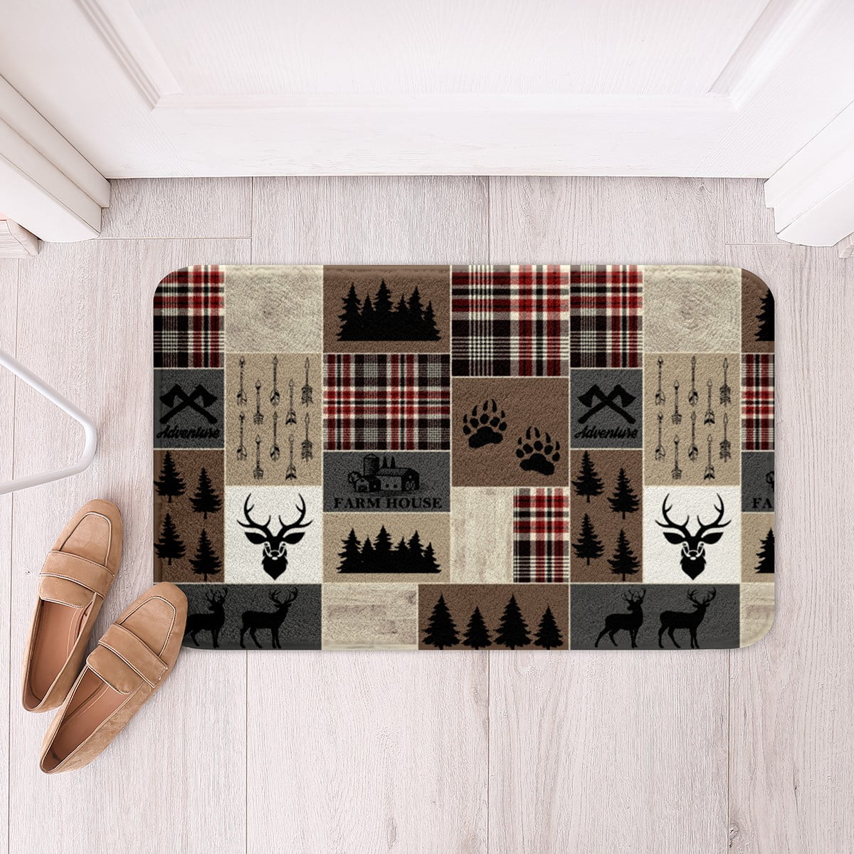 YST Kids Retro Rustic Lodge Bathroom Rugs, Deer Elk Doormat For Teens ...