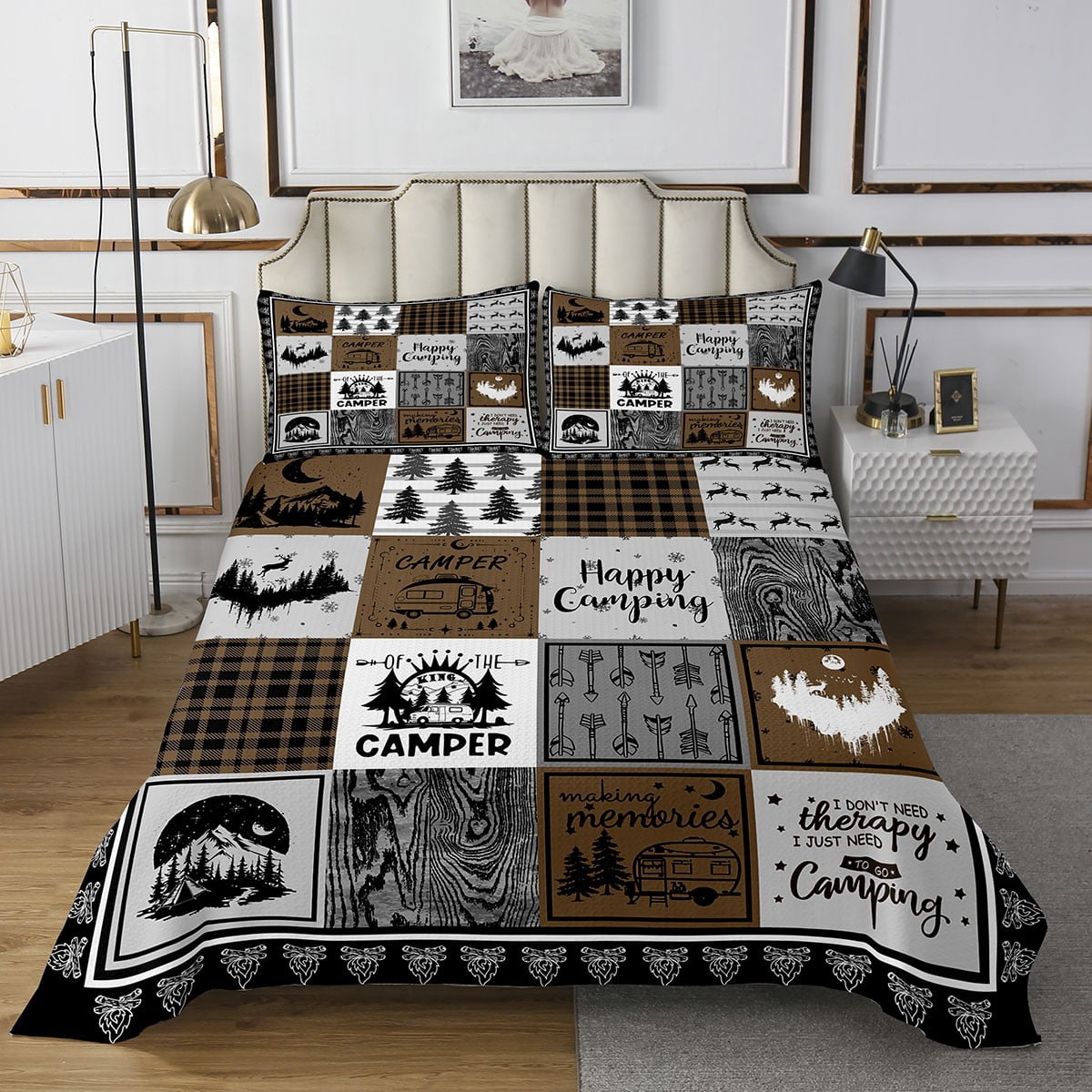 YST Kids Rv Camper Quilt Bedding Set Twin,Woodland Camping Bedspread ...