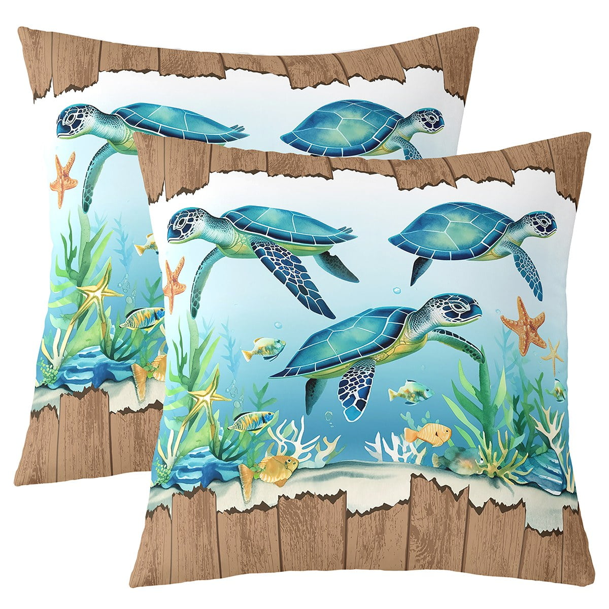 Erosebridal Sea Turtle Throw Pillow Covers 24x24 set of 2,Cartoon ...