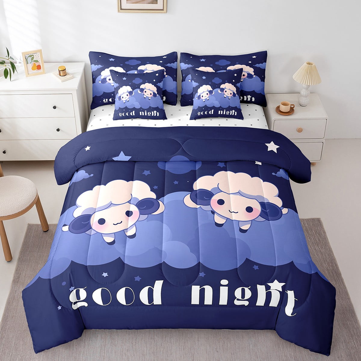 Erosebridal Sheep Bedding Set,Cute Animals Bed In A Bag Full 7 Pieces ...