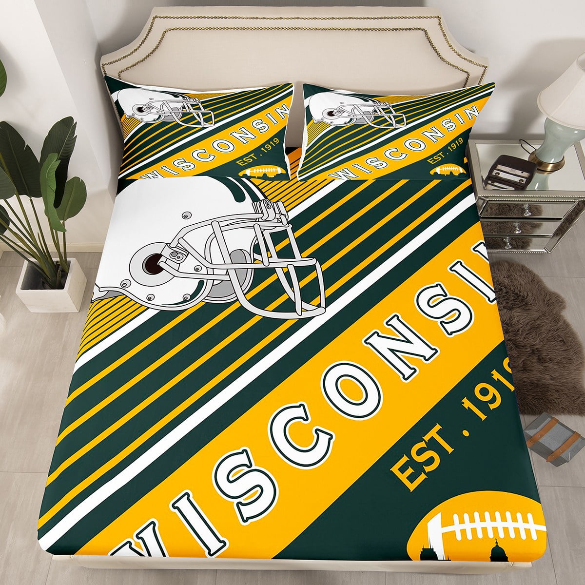 Erosebridal Sheets American Football City Sheet Set Army Green and ...