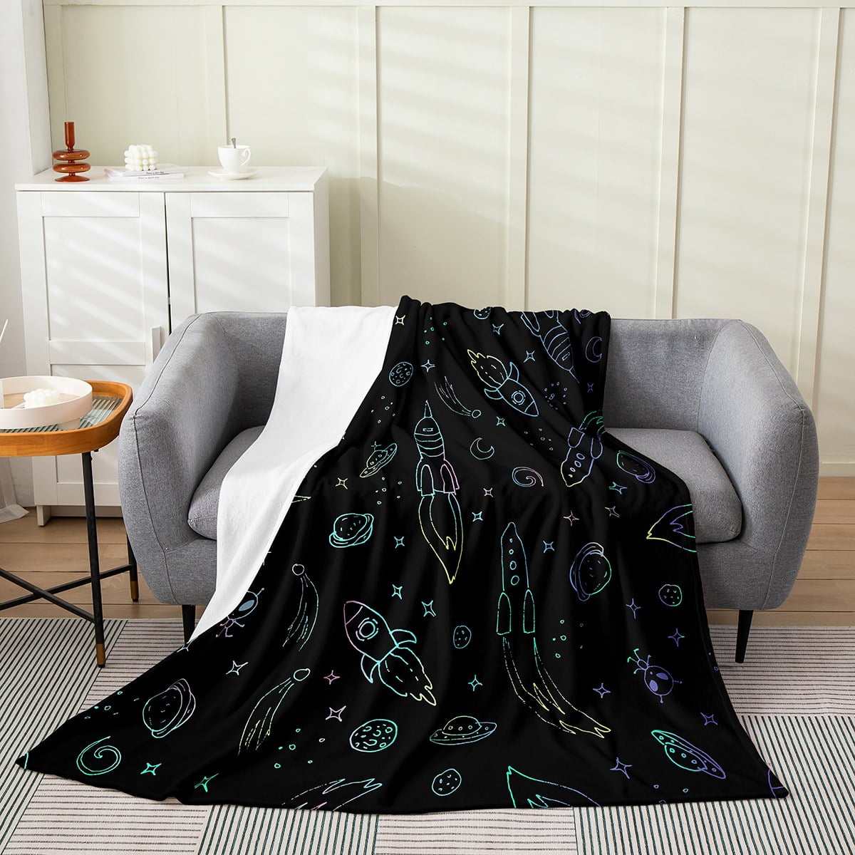 YST Kids Space Baby 30x40 inch Throw Blanket for Boys Girls,Neon Rocket ...