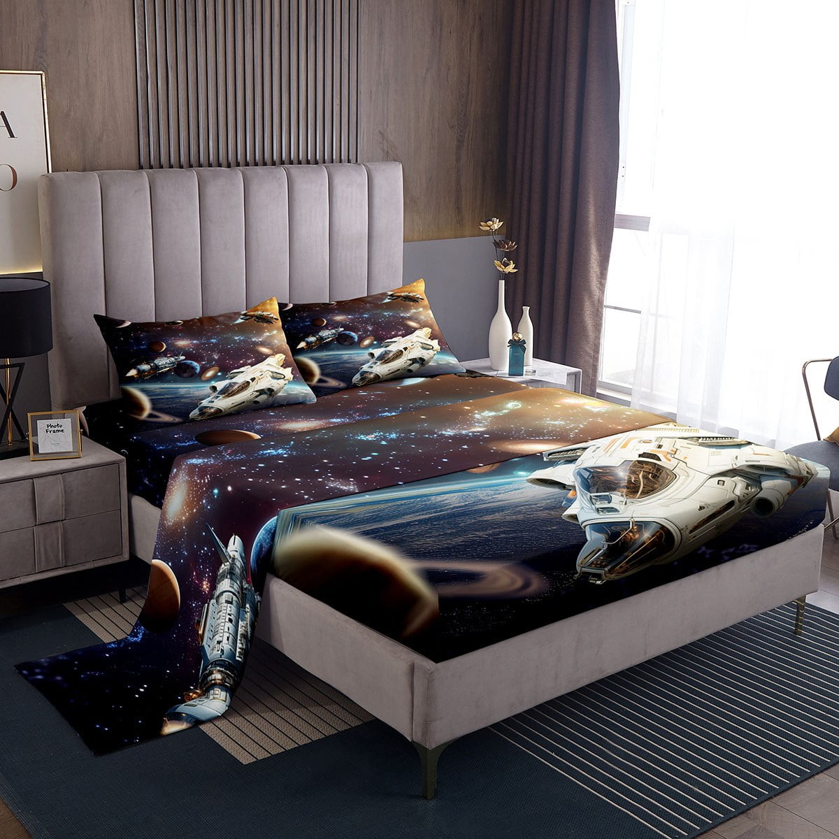 YST Kids Spaceship Rocket Twin Sheets Outer Space Bed Sheets Set ...