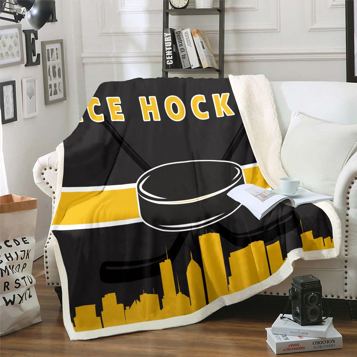 Sport Throw Blanket for Couch Ice Hockey Sherpa Blanket, Game Gaming ...