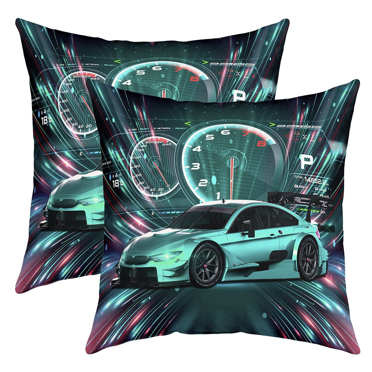 Sports Car Throw Pillow Covers Youth Teens Racing Car Accent Pillow ...