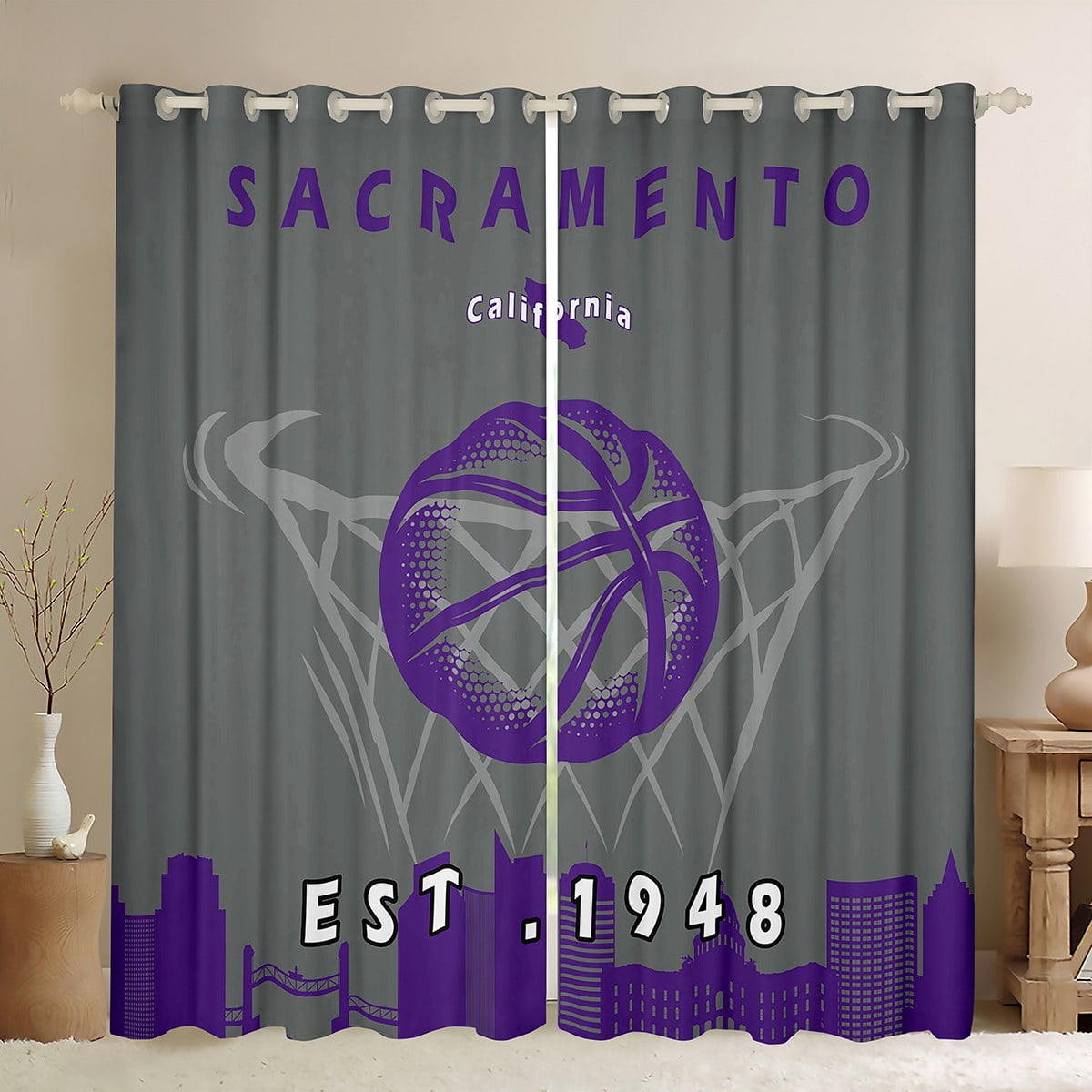 Sports Curtains 42x63 inch,Basketball 30%-50% Blackout Curtains for ...