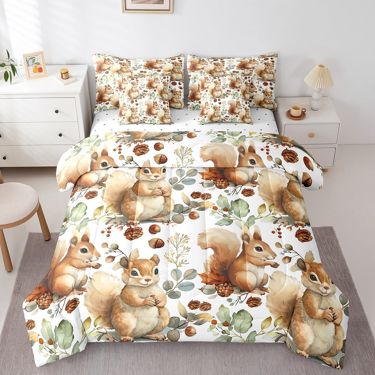 YST Kids Squirrel Bedding Sets 7 Piece King Autumn Harvest Nuts Gifts ...