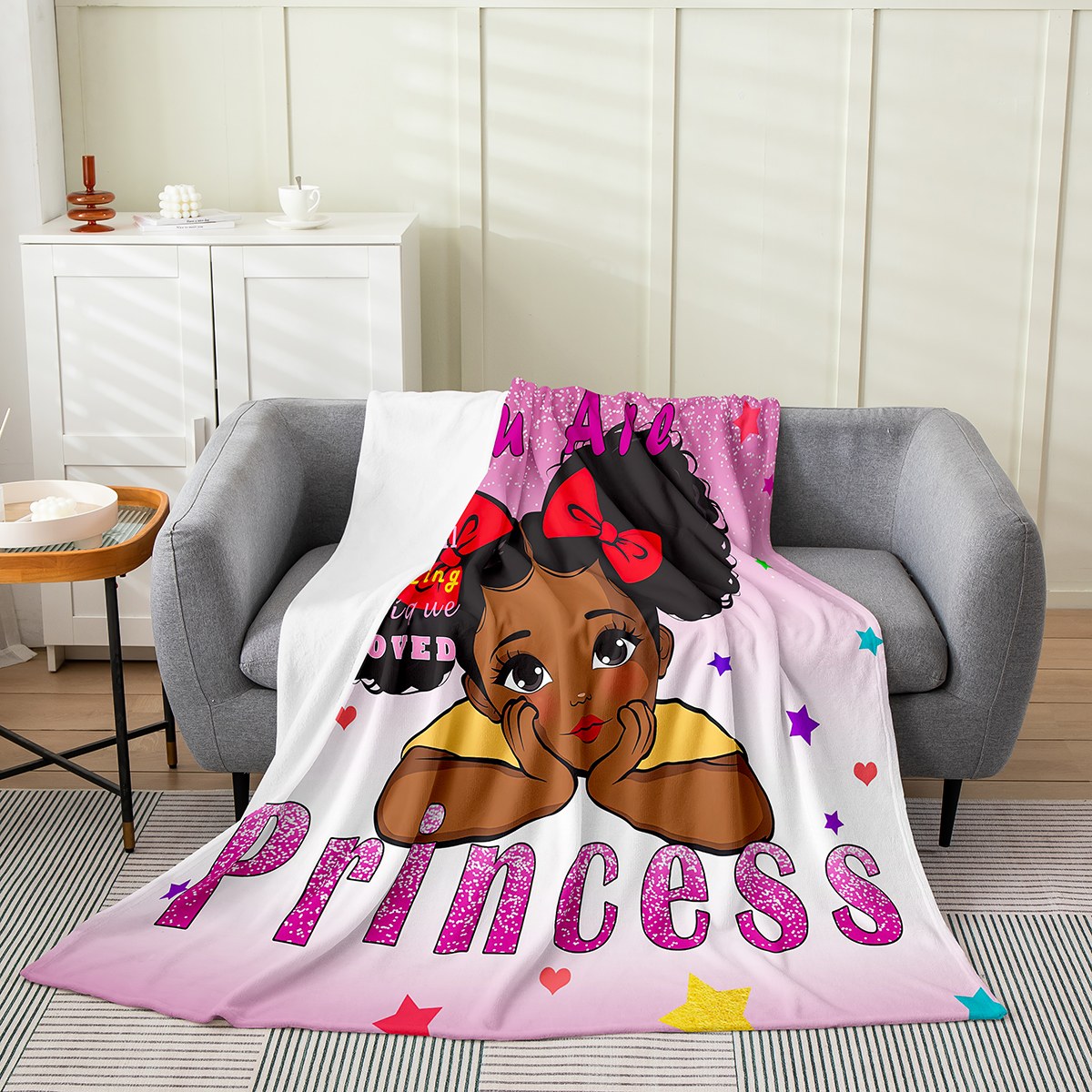 YST Kids Throw Blanket for Girls American African Princess Girl Flannel ...