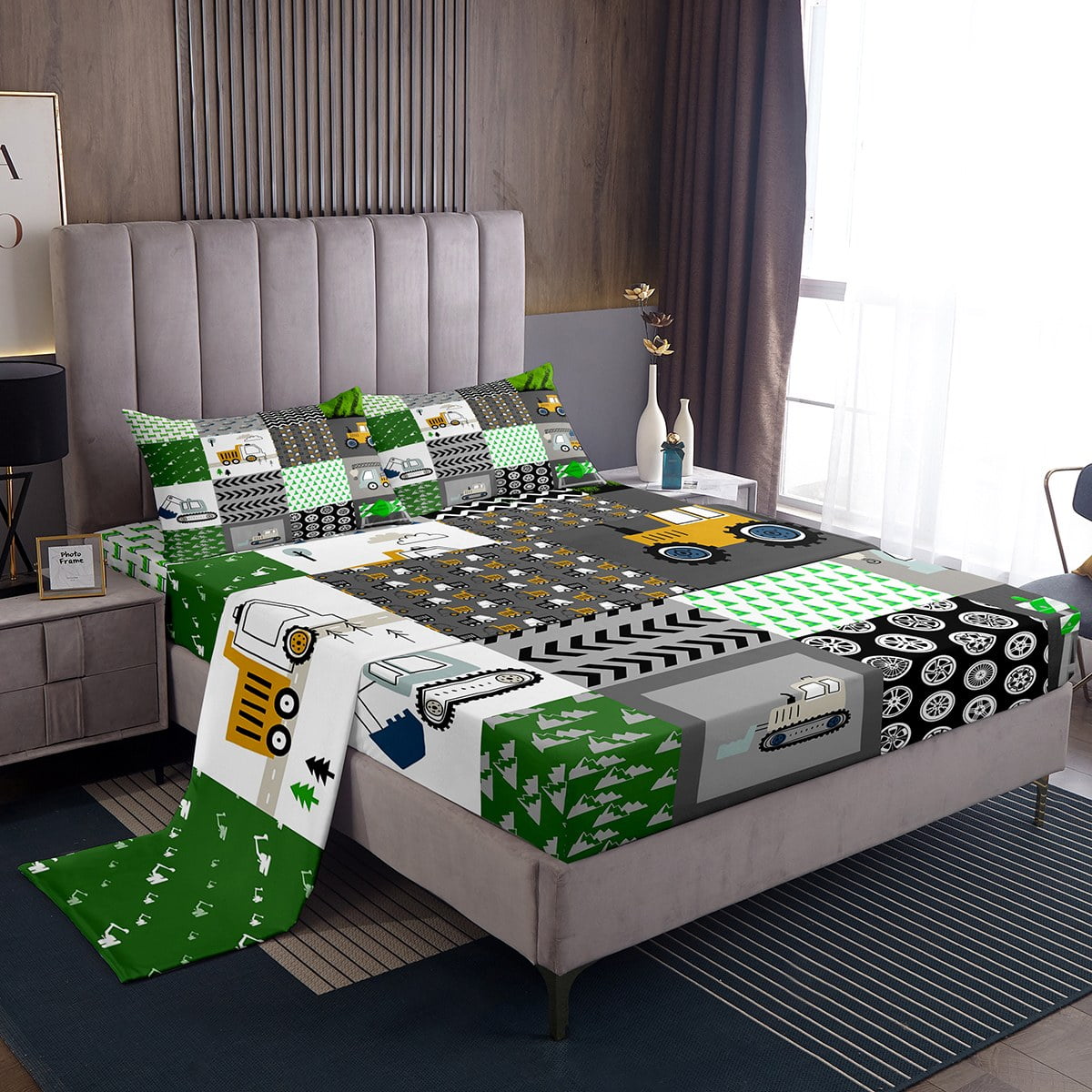 YST Kids Tractor Bed Set for Kids Boys Girls Truck Bed Sheets Set ...