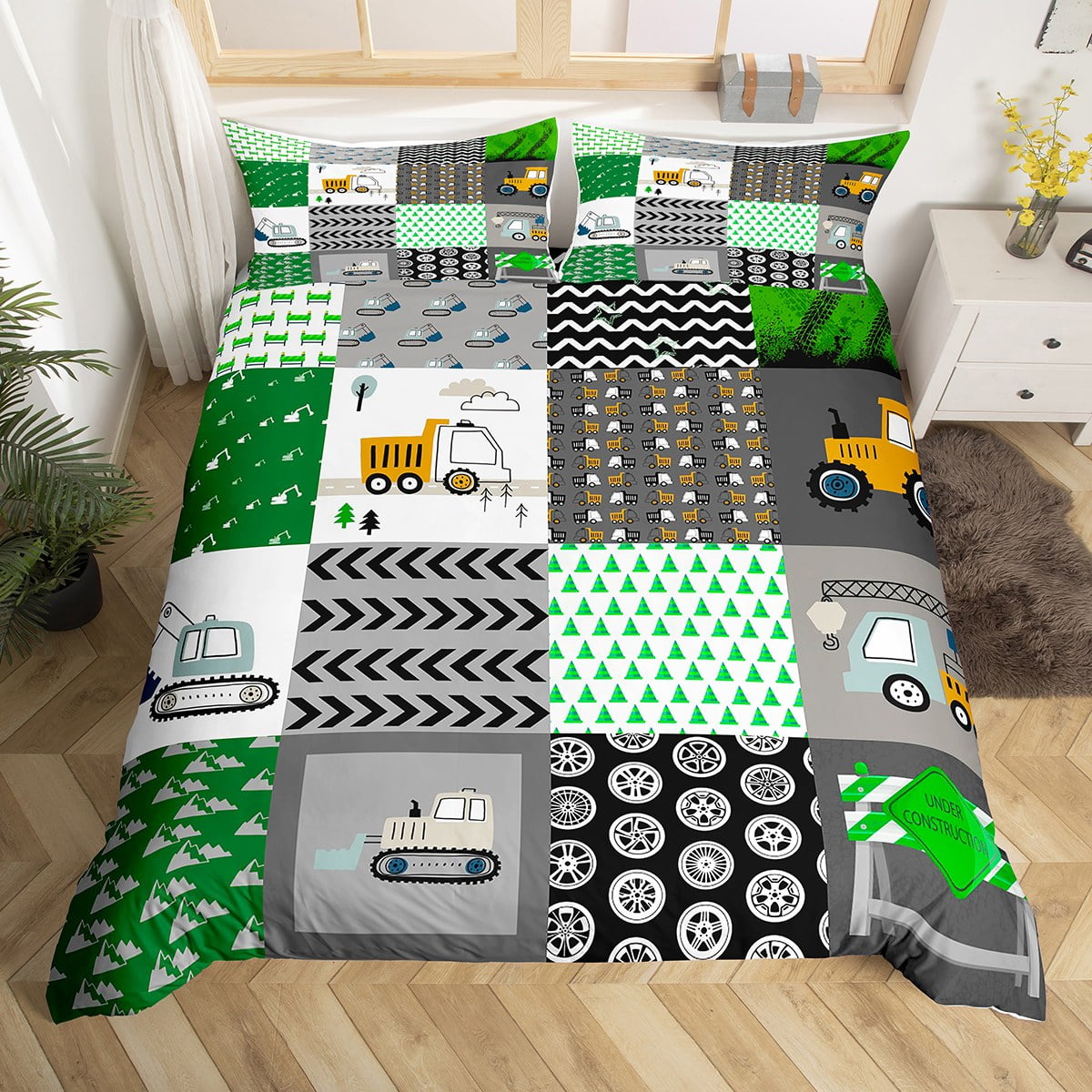 YST Kids Tractor Bedding Sets King for Kids Boys Girls Truck Comforter ...