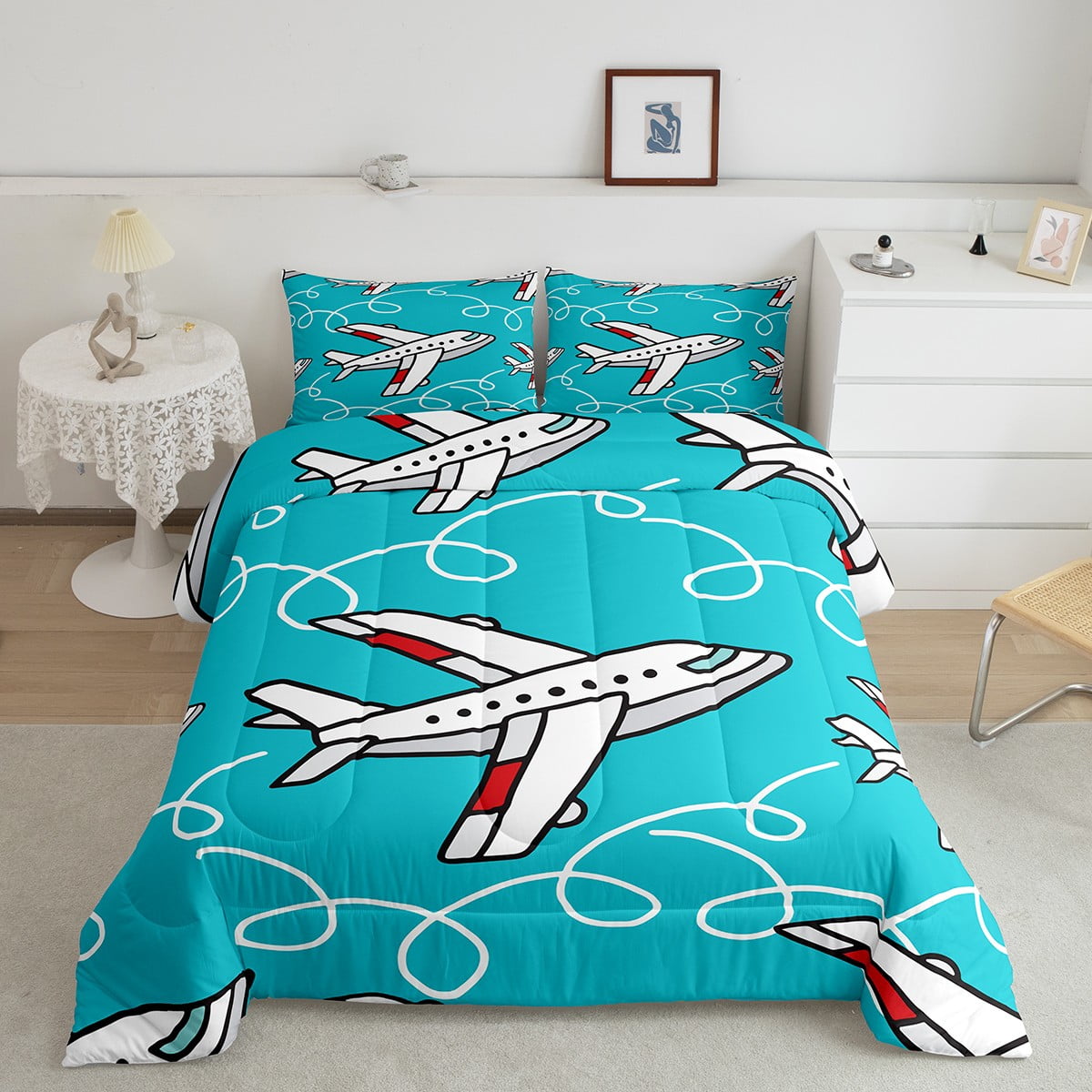 YST Kids Twin Size Airplane Comforter Set for Boys Girls,Cartoon ...