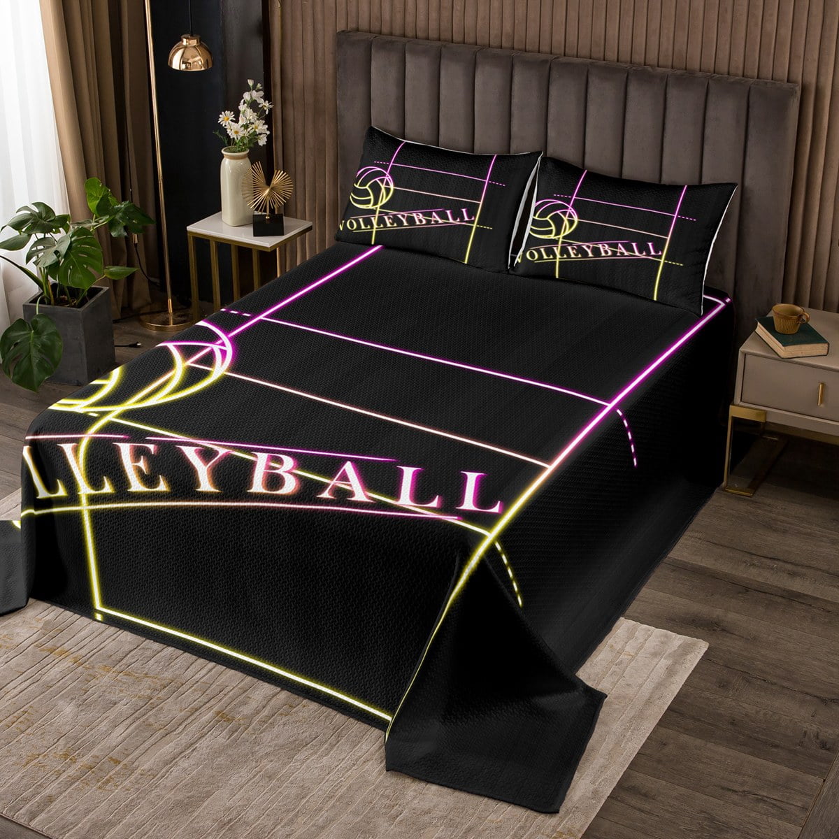 Erosebridal Volleyball Bedspread King Size Pink Rainbow Quilt Set, Ball ...