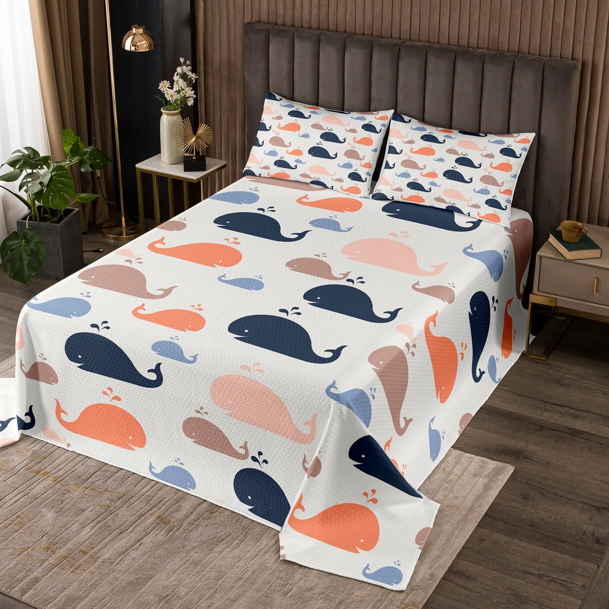 Erosebridal Whale Quilt Set Twin, Cute Whale Marine Life Bedding ...