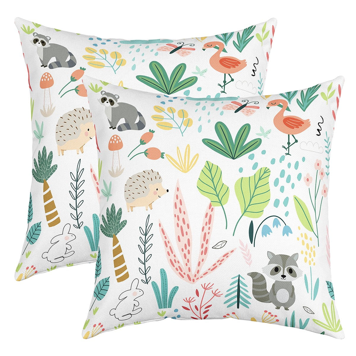 YST Kids Zoo Animal Pillow Covers for Boys,Cartoon Raccoon Rabbit ...