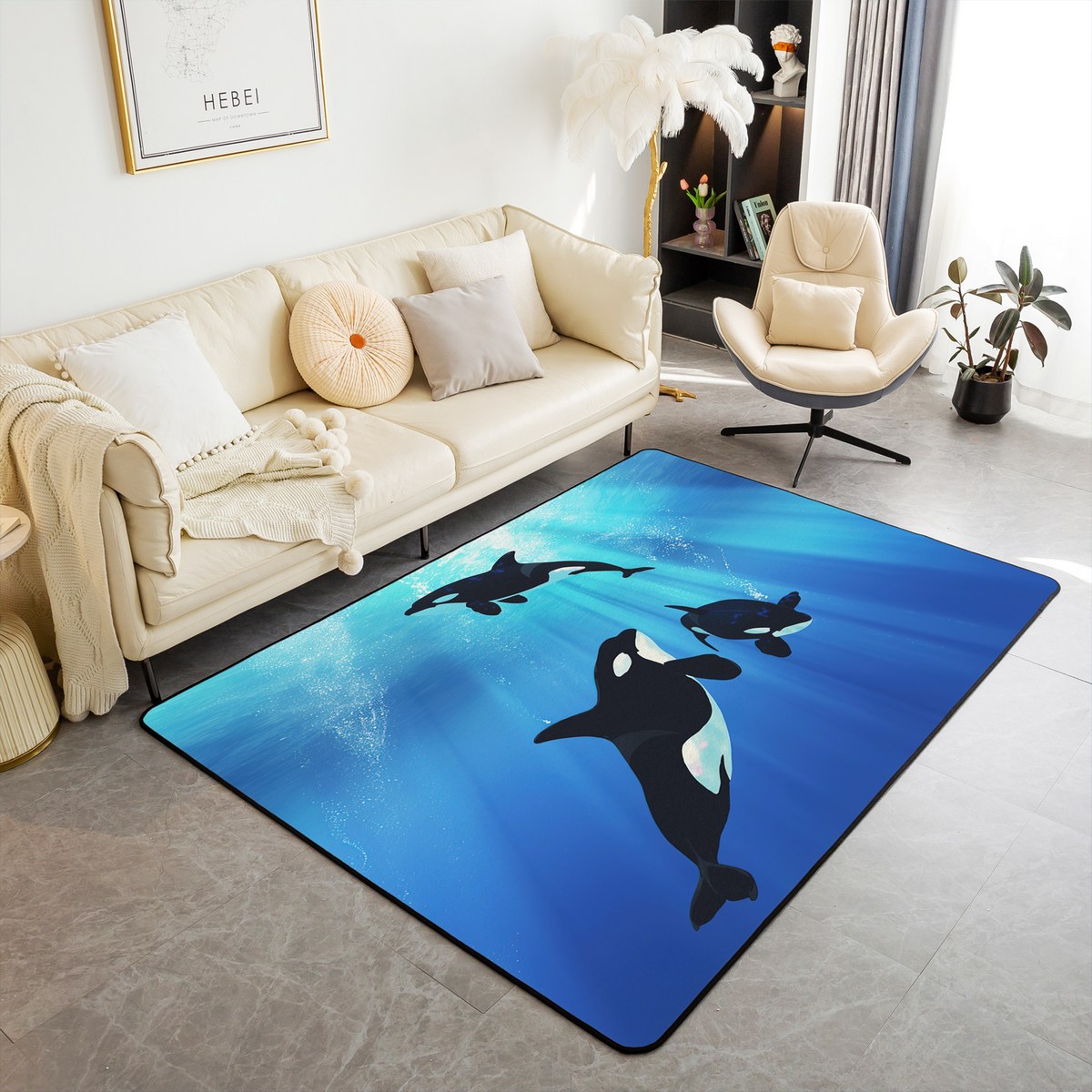Erosebridal Killer Whale Area Rug ,Ocean Animal Carpet 3x5,Tropical ...