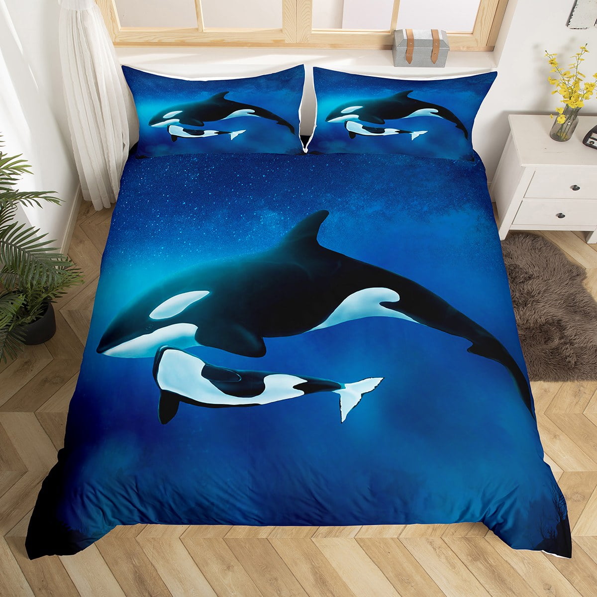 YST Killer Whale Bedding Sets King for Kids Ocean Animal Comforter ...