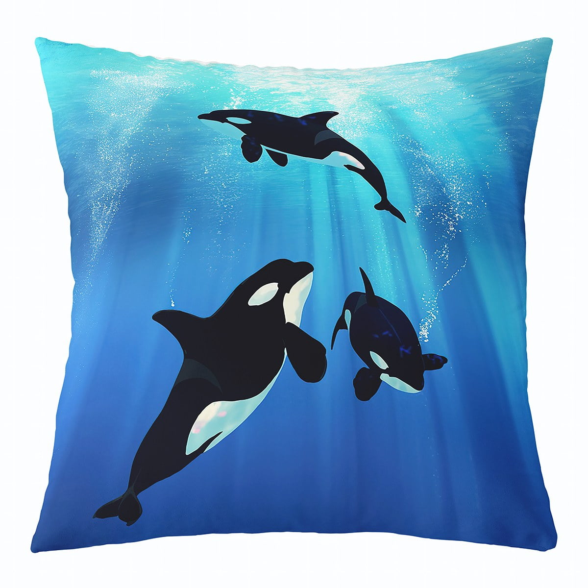 Killer Whale Throw Pillow Cover ,Ocean Animal Pillow Cover 24x24 Inch ...