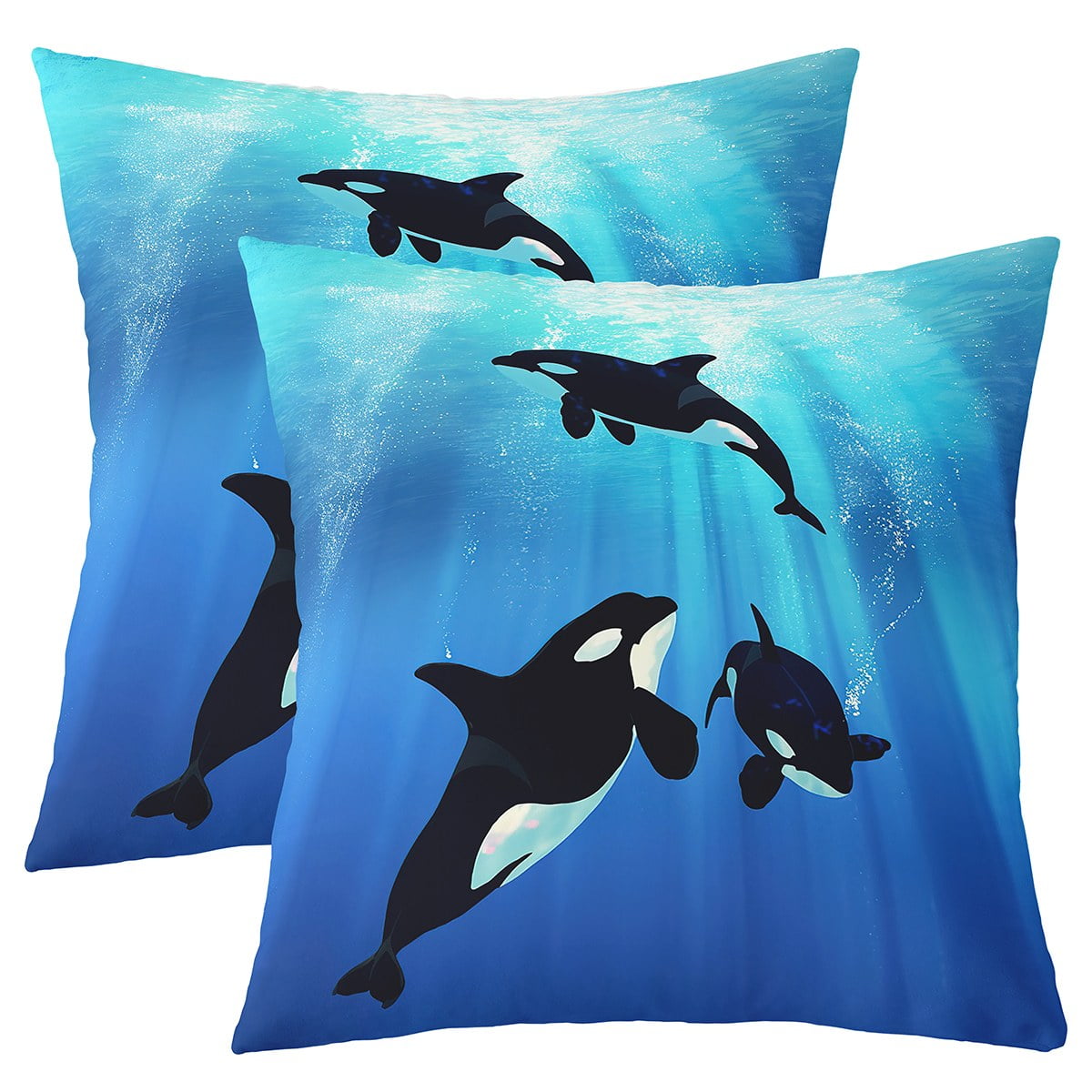 Killer Whale Throw Pillow Covers Pack of 2 ,Ocean Animal Pillow Covers ...