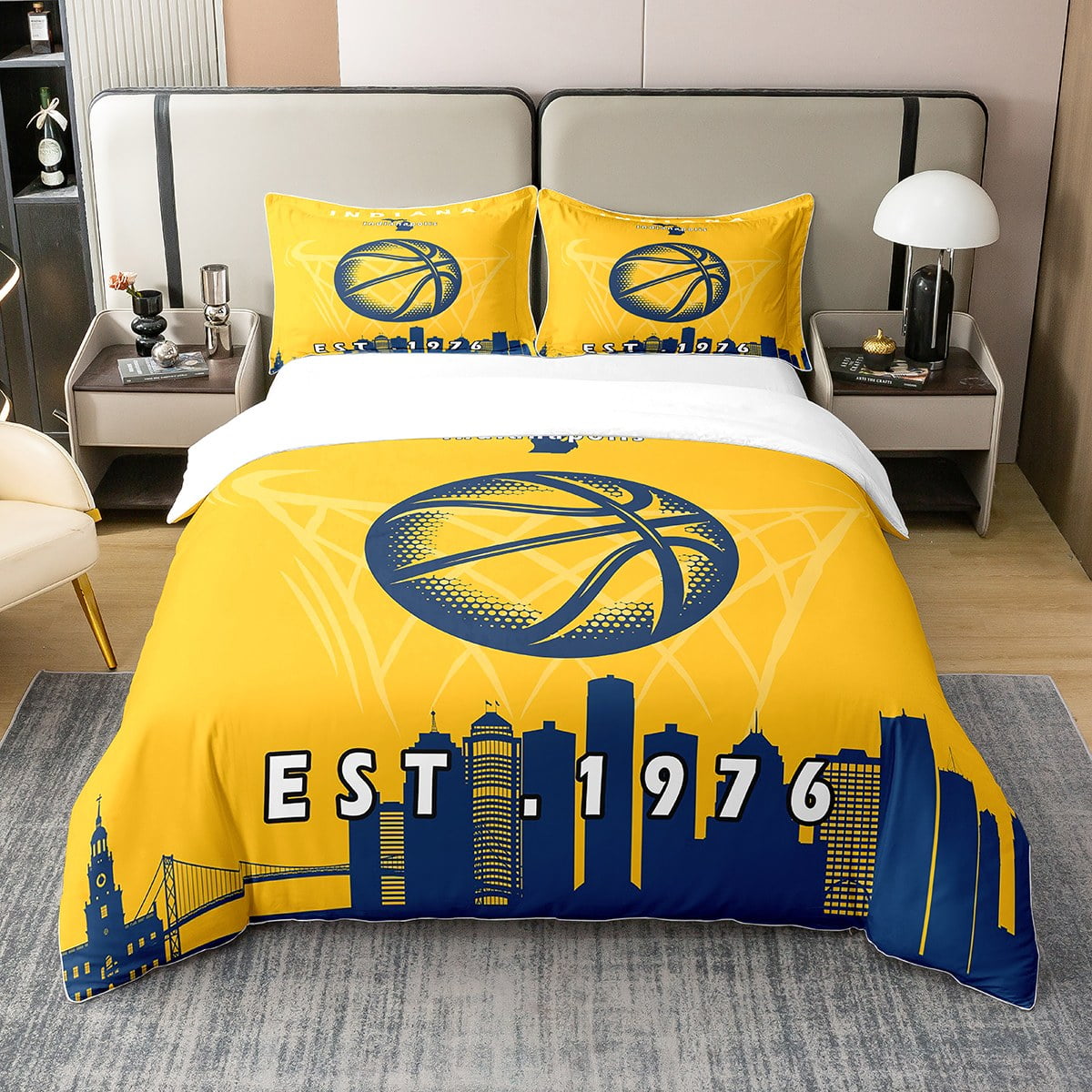 YST King 100% Cotton Duvet Cover Basketball,Basketball Bedding Set for ...