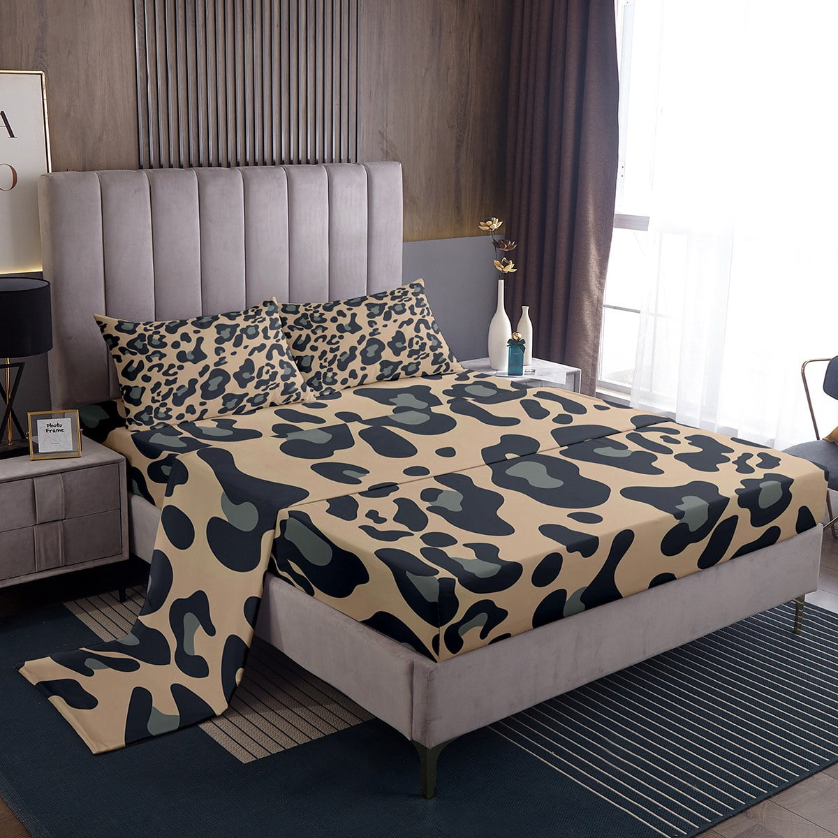Erosebridal King Bed Sheets Set Leopard Print Sheet Set Youth Adult ...