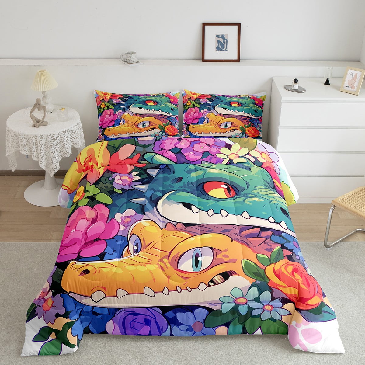 YST King Comforter Set For Boys, Crocodile Bedding Set Wild Alligator ...
