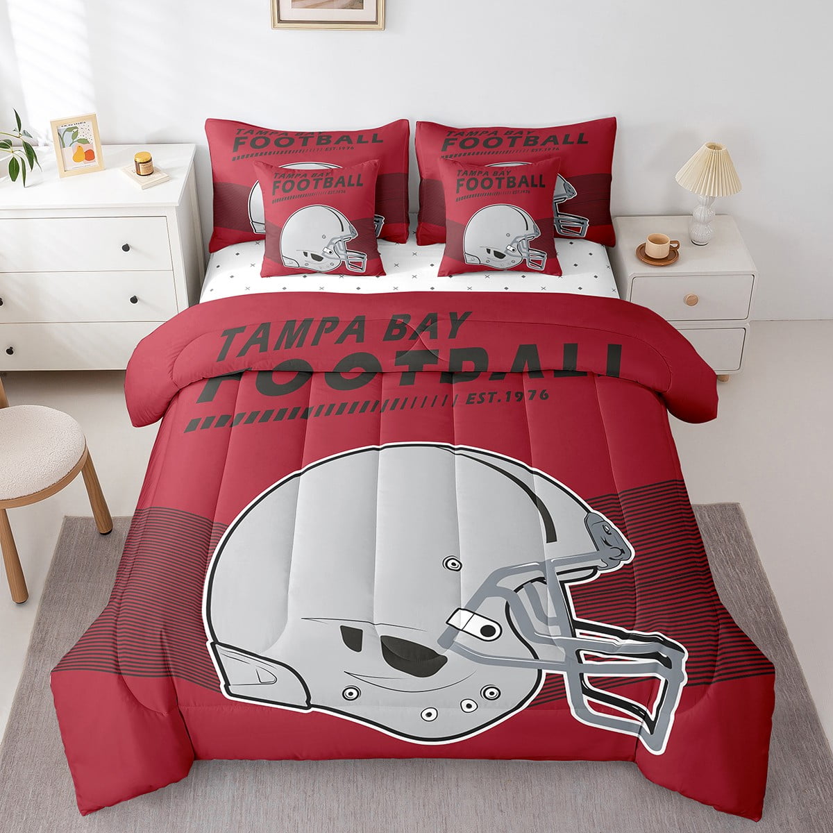 King Size American Football Comforter Set Sports Ball Game Bedroom ...
