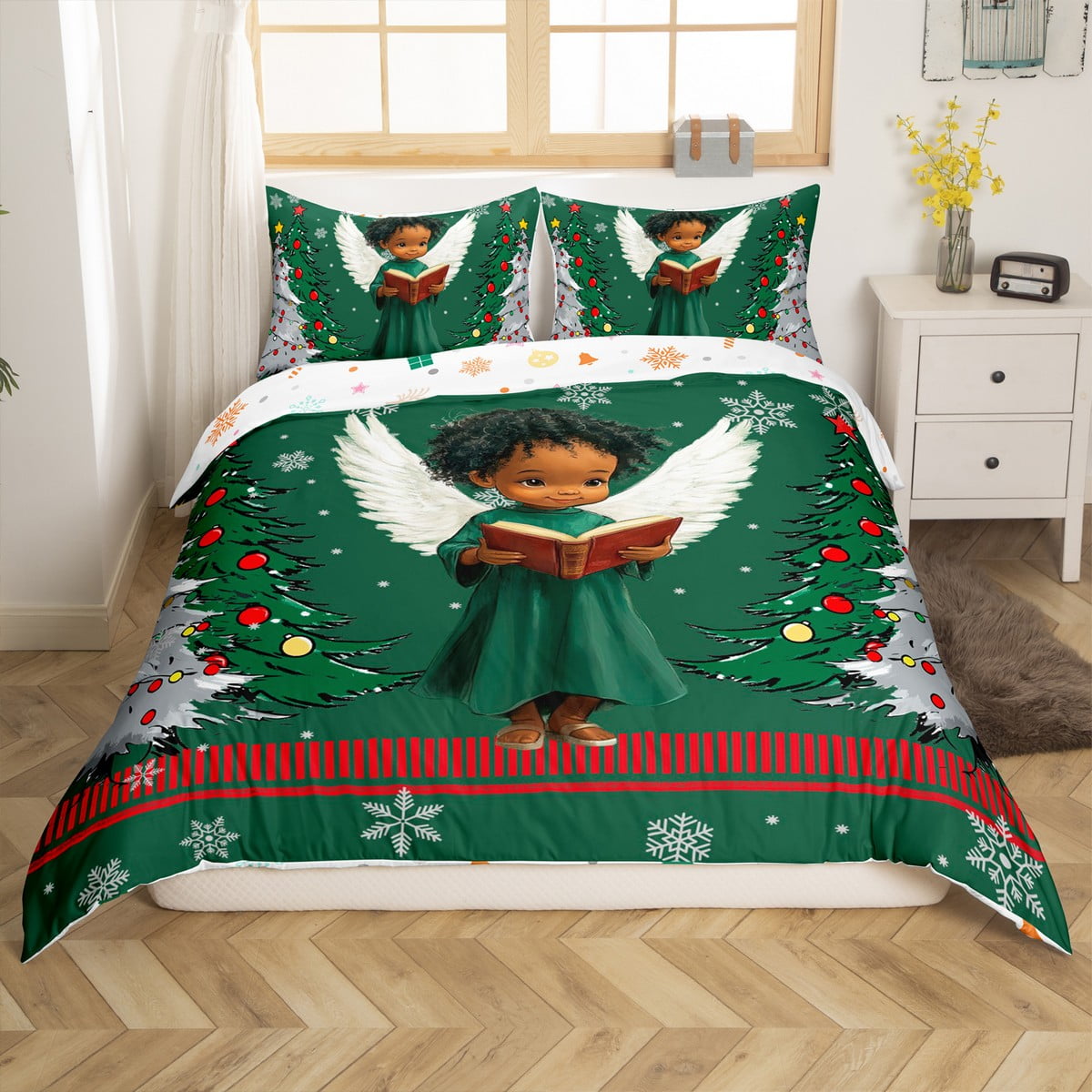 YST King Size Christmas Decorations Duvet Cover Religious Angel ...