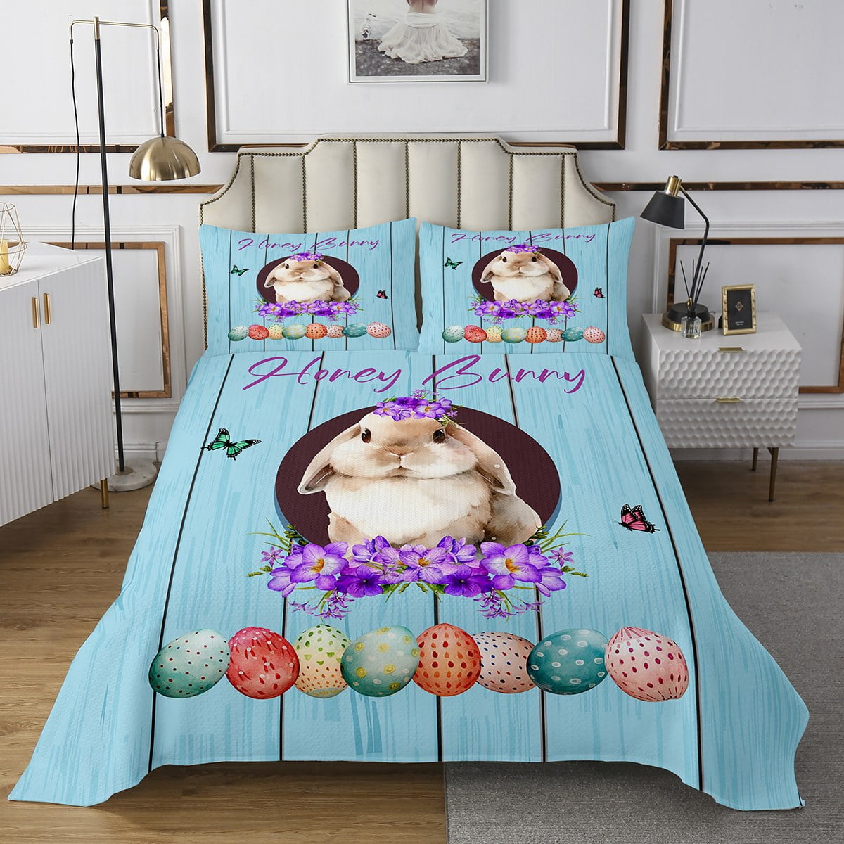 YST King Size Easter Bunny Quilt Set for Kids Boys Girls Bedroom ...