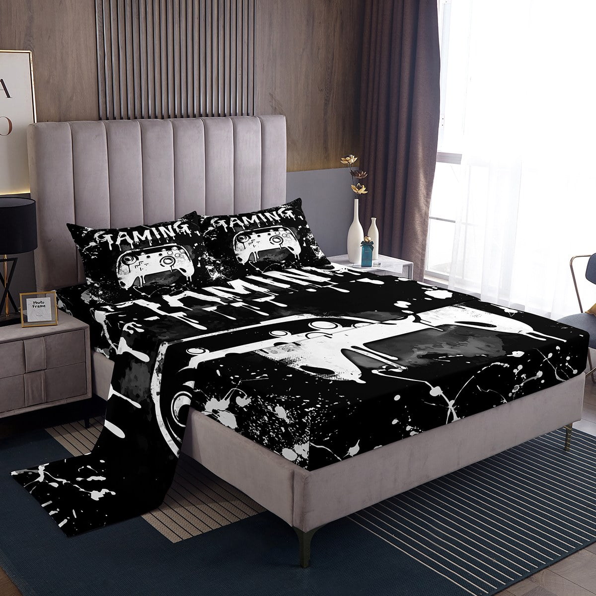 King Size Gaming Sheet Set Gamer Bed Sheets Video Game Room Decor ...