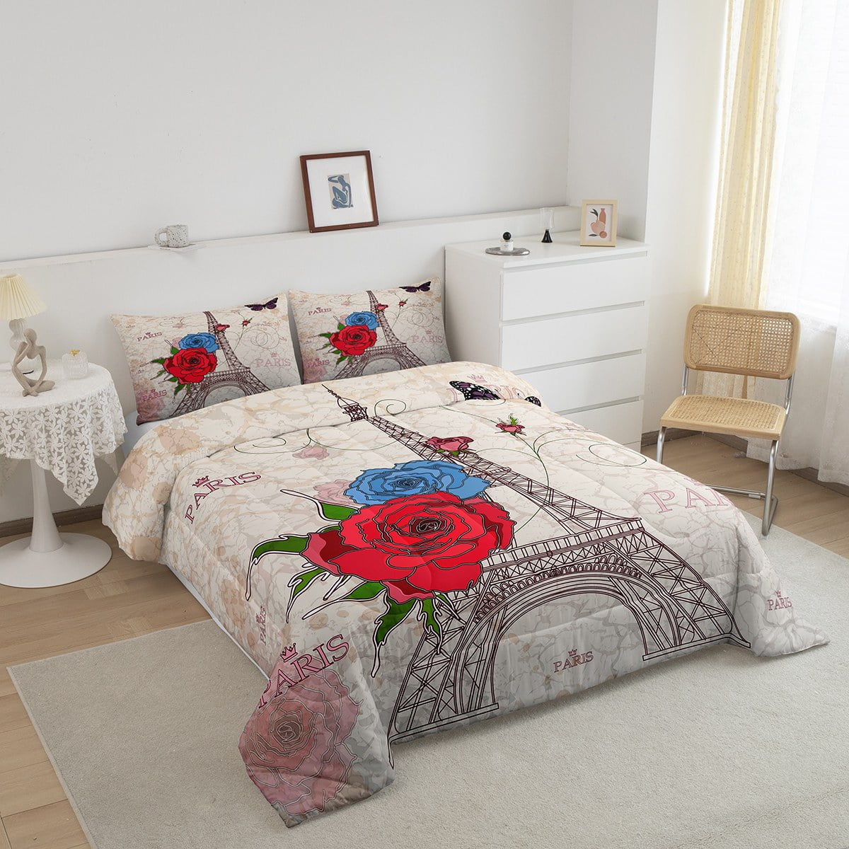 YST King Size for Girls Paris Eiffel Tower Bedding Modern French Style ...
