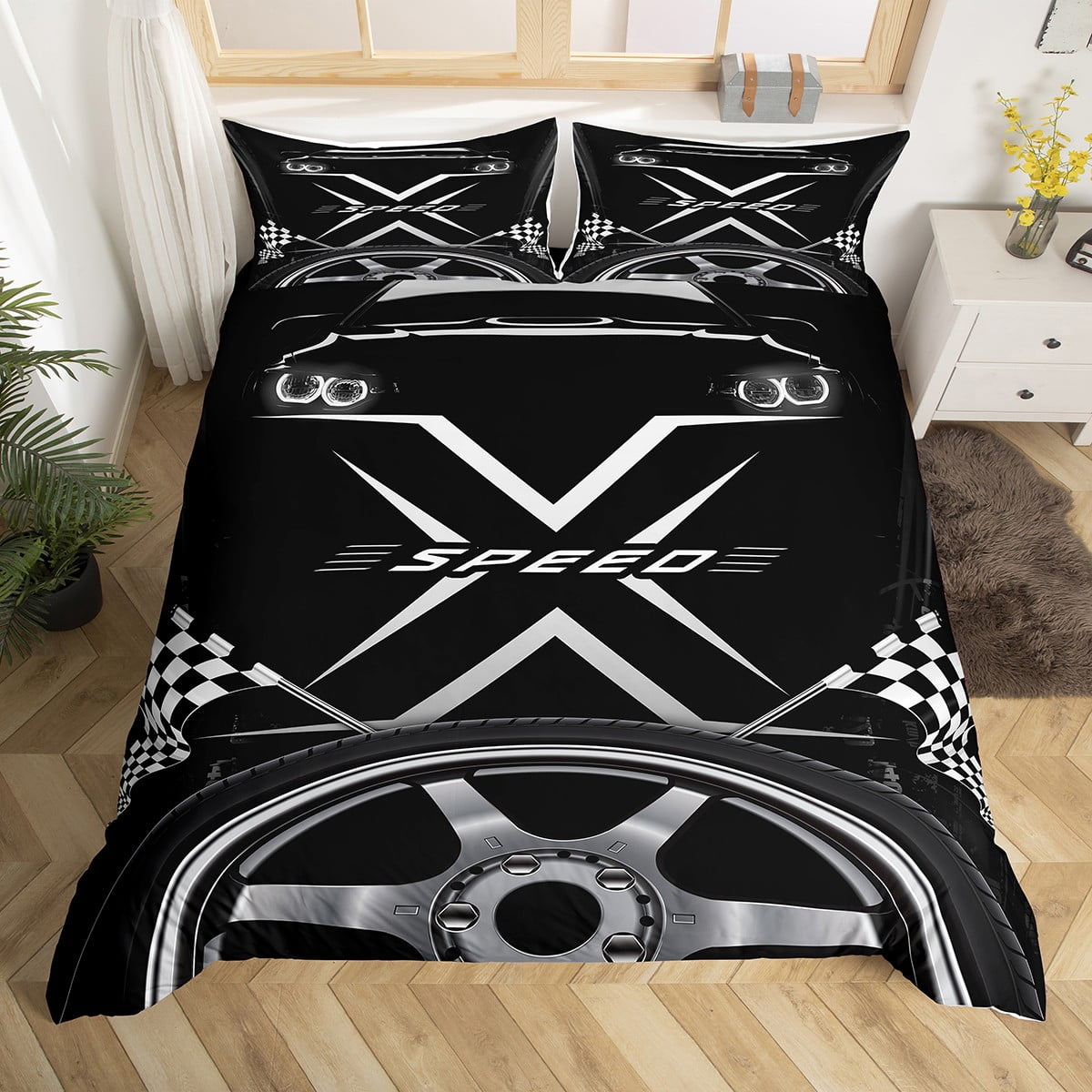 Erosebridal King Size Race Car Duvet Cover, Extreme Sports Bedding Set ...
