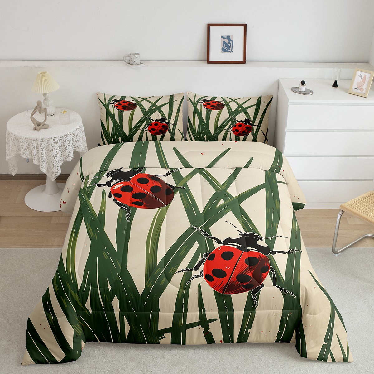 YST Ladybug Comforter Set Toddler Size Cute Ladybug Print Bedding for ...