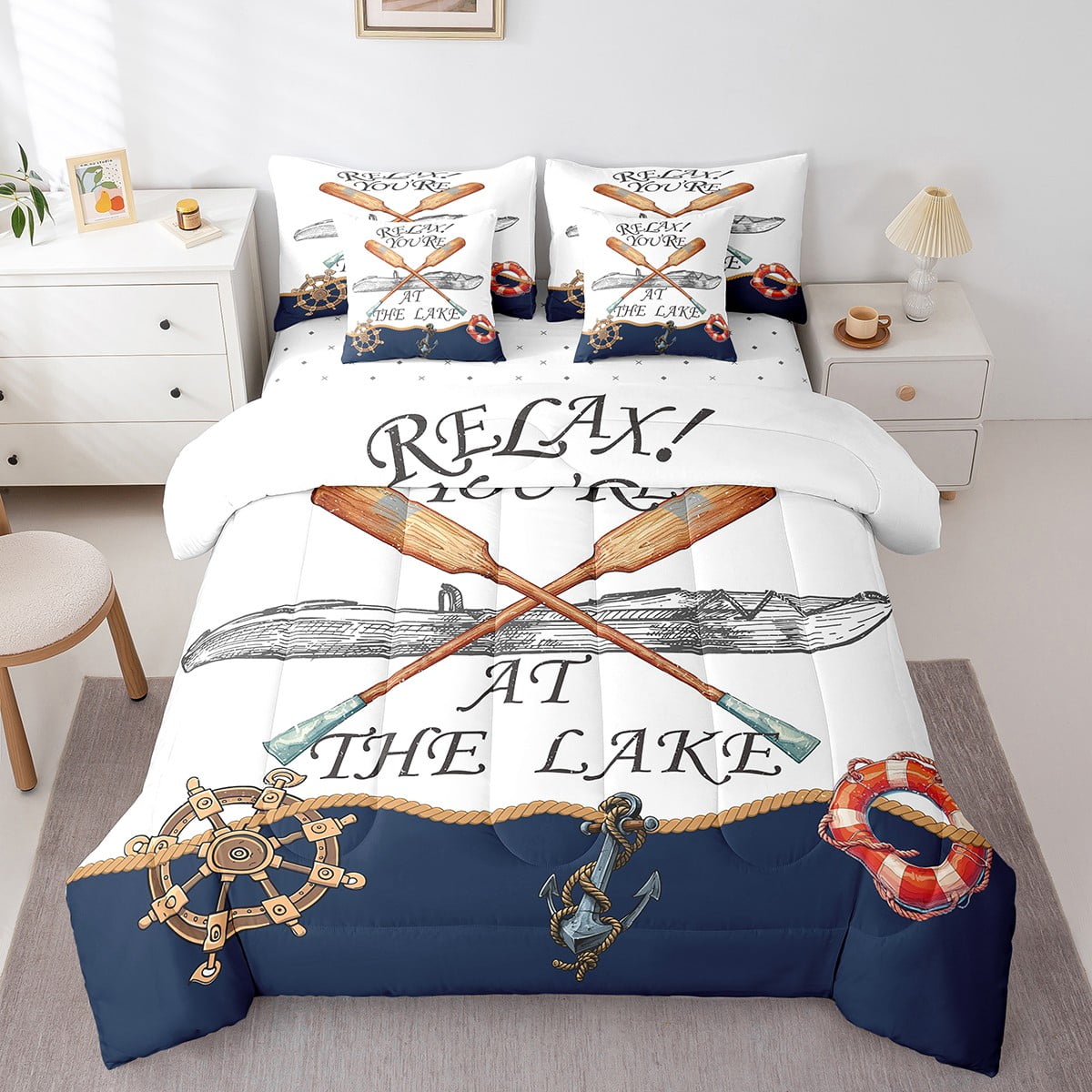 YST Lake House Comforter Set for Kids Boys Girls,Rustic Lake Themed ...