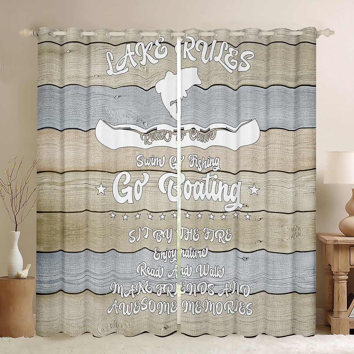 Erosebridal Lake House Curtains & Drapes, Farmhouse Rustic Blackout ...