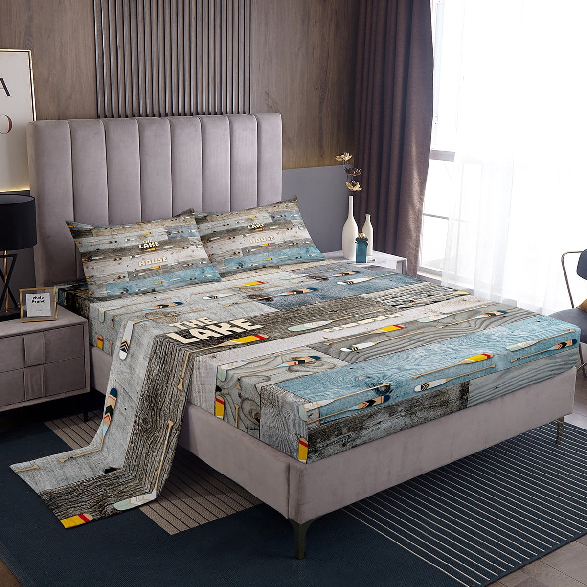 YST Lake Sheet Set For Lake House, Paddle Decor Sheets Queen Size ...