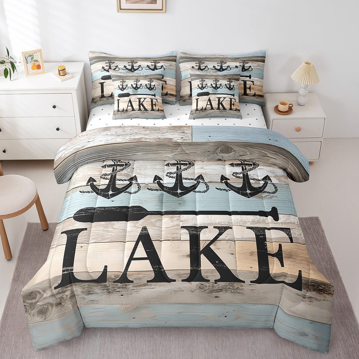 YST Lake Themed Bed in A Bag Full,Lake House Comforter Set Camper Gift ...