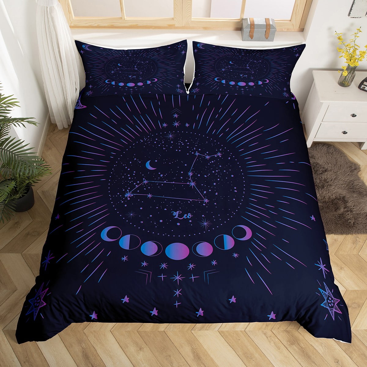 Leo Comforter Cover 12 Horoscope Astrology King Bedding Sets Starry ...
