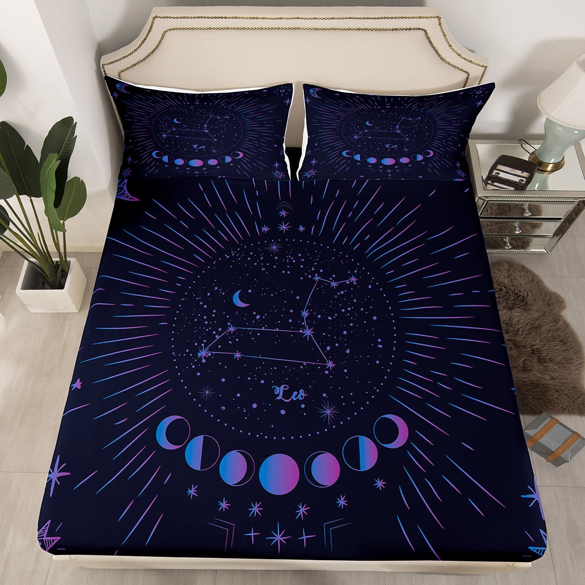YST Leo Fitted Sheet 12 Horoscope Astrology Full Bedding Sets for Boys ...
