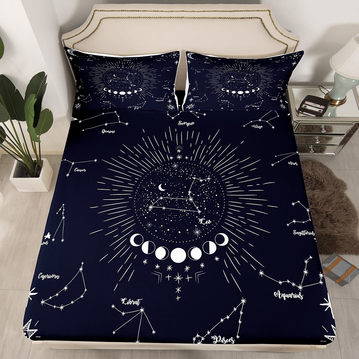 YST Leo Kids Bed Set Mysterious Nebula Galaxy Bed Sheets Queen 3 Pieces ...