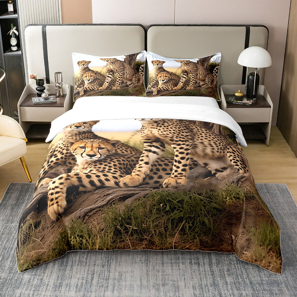 YST Leopard 100% Cotton Bedding Set Cheetah Duvet Cover King Leopard ...
