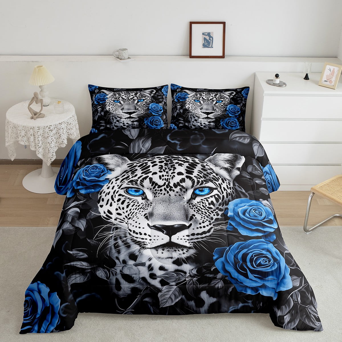 YST Leopard Comforter Set Cheetach Print Bedding Set Twin Size Rose ...