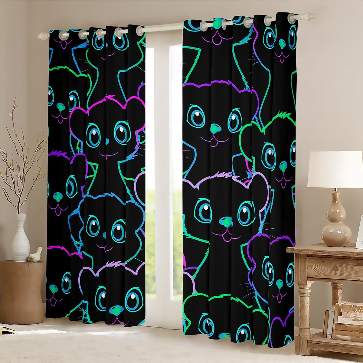 YST Leopard Curtains For Teen Girls Snow Leopard Blackout Curtains ...