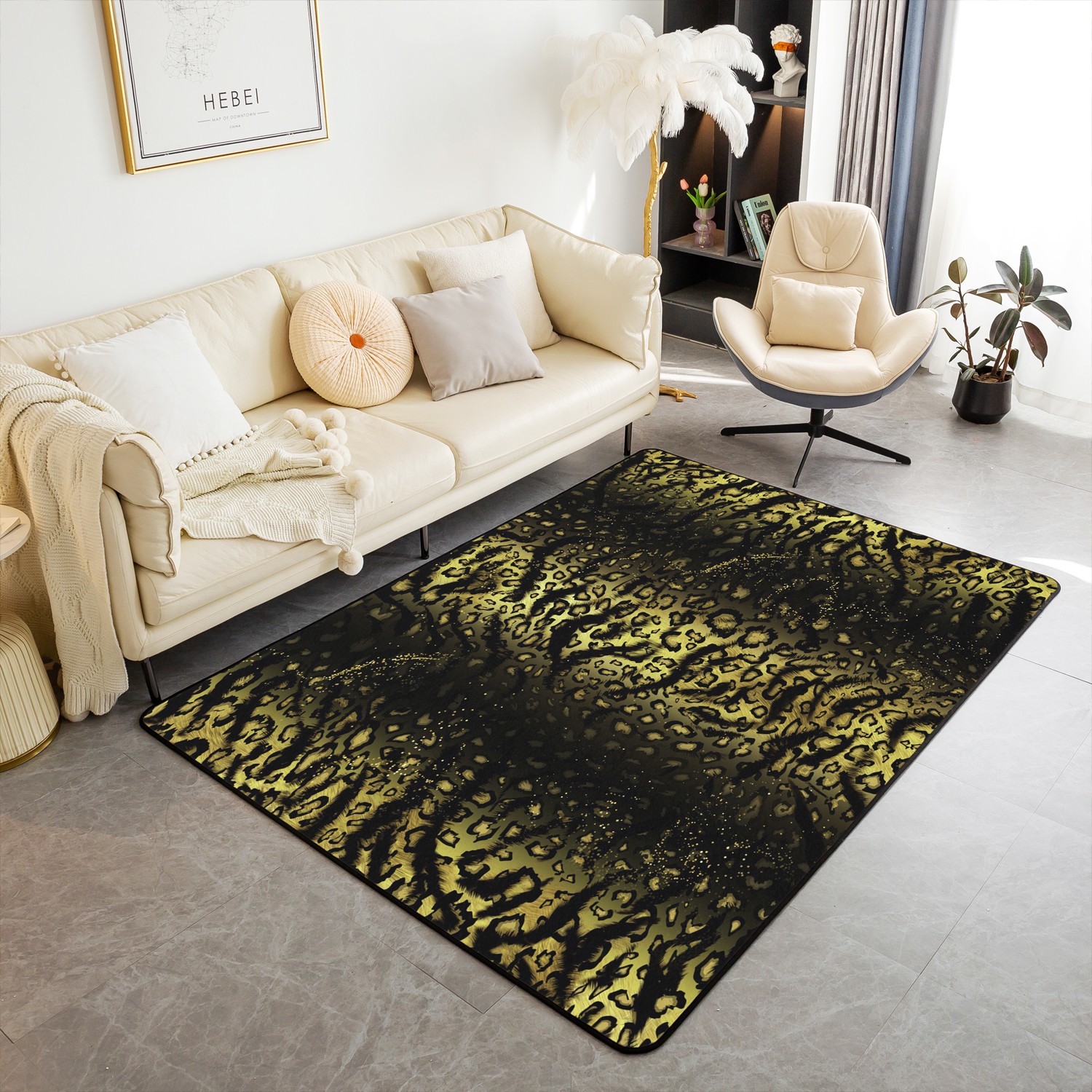 YST Leopard Print Area Rug,Gothic Spider Accent Rug Set 3x5 for Bedside ...