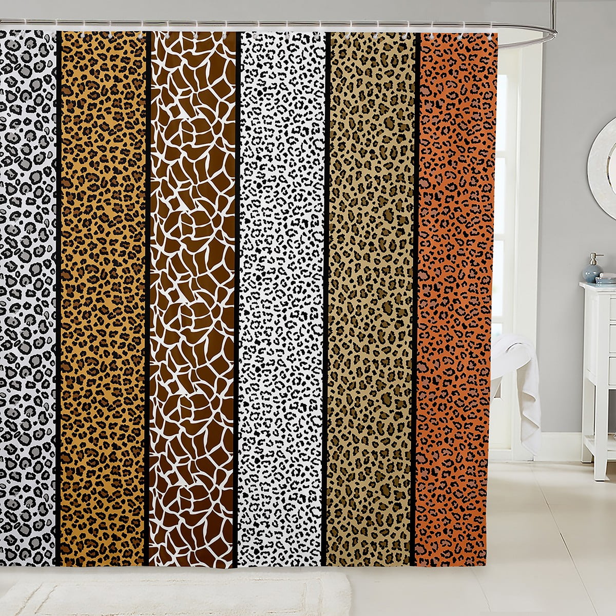 Leopard Print Bathroom Accessories 72"Wx78"L,Cheetah Print Bath Curtain ...