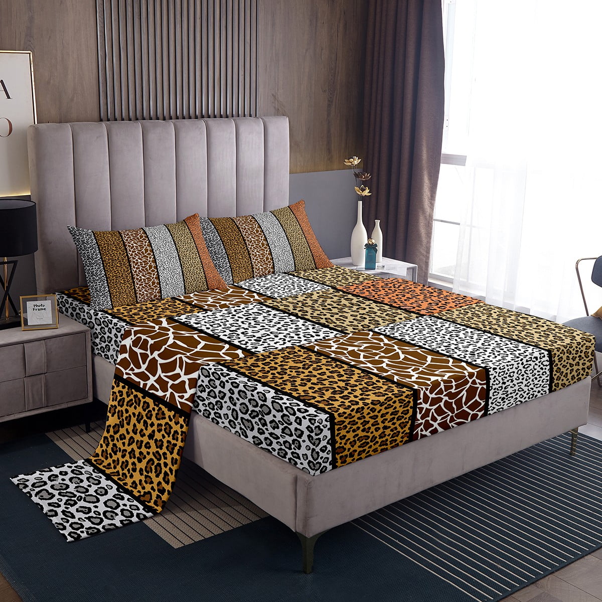 Leopard Print Bed Sheets Set King,Cheetah Print Sheets Western Animals ...