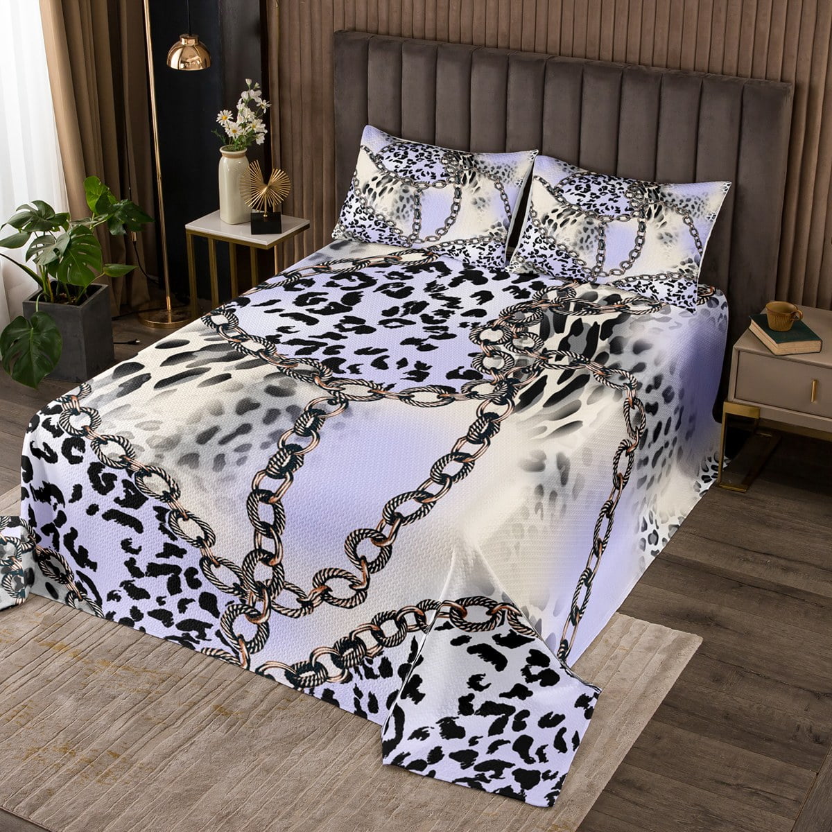 Erosebridal Leopard Print Bedspread Set Women Cheetah Printed with ...