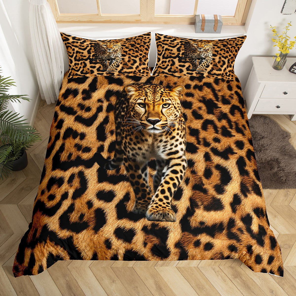 Erosebridal Leopard Print Comforter Cover Wild Animal Skin Duvet Cover ...